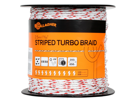 Gallagher 2.5mm Striped Turbo Braid 200m | NZ Farm Source