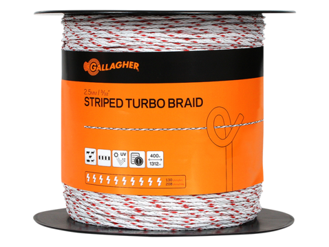 Gallagher 2.5mm Striped Turbo Braid 400m | NZ Farm Source