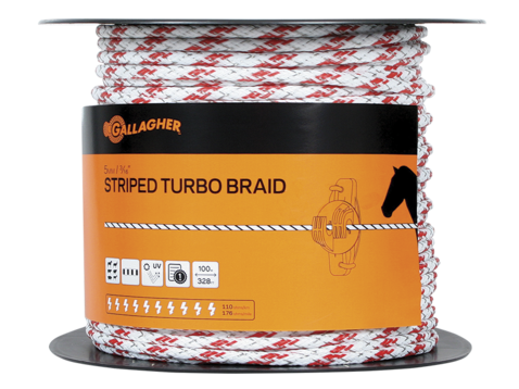 Gallagher 5mm Striped Turbo Braid 100m | NZ Farm Source