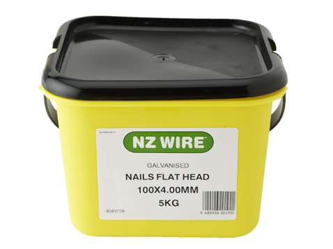 NZ Wire Flat Head Galvanised Nails 100mm x 4.00mm 5kg | NZ Farm Source