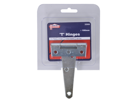 Handi-Pak Hardware T Hinge Light Z/Plated 100mm 2 Pack | NZ Farm Source