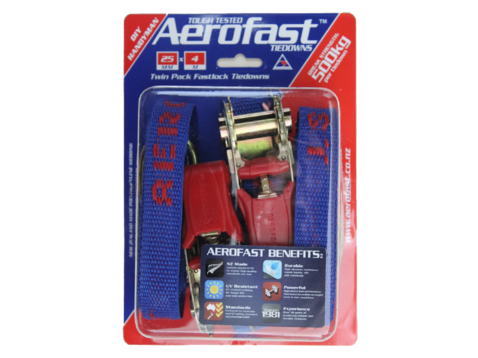 Aerofast Ratchet Tiedown Fastlock Twin Pack 4m x 25mm | NZ Farm Source